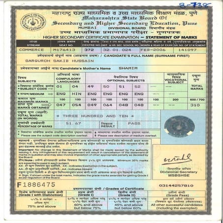 Grade Mark Sheet | PDF