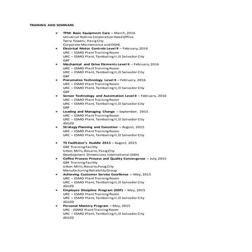 TRAINING AND SEMINARS | DOCX | Technology & Computing