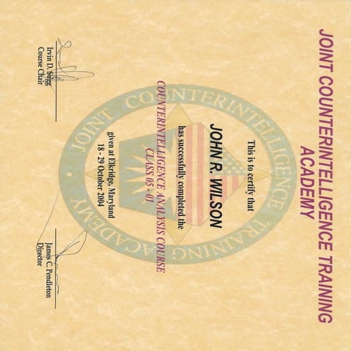 Counterintelligence Analysis Course 2004 | PDF