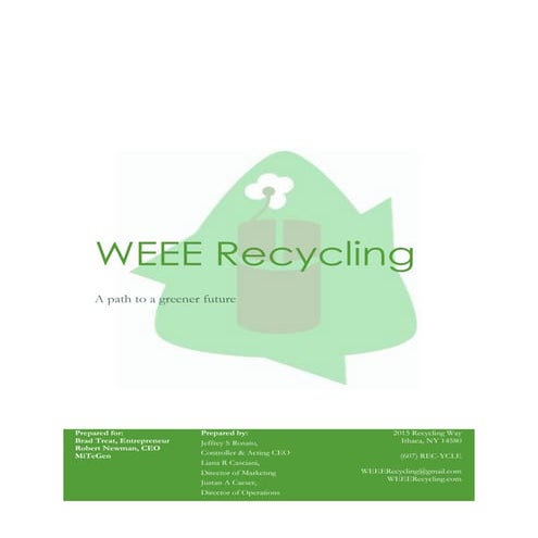 WEEE Recyling Business Plan Final | PDF