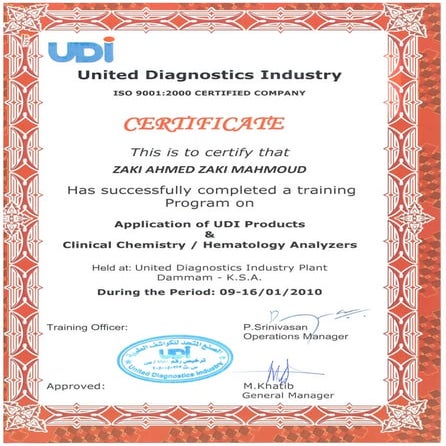 UDI training certificate 2010 | PDF