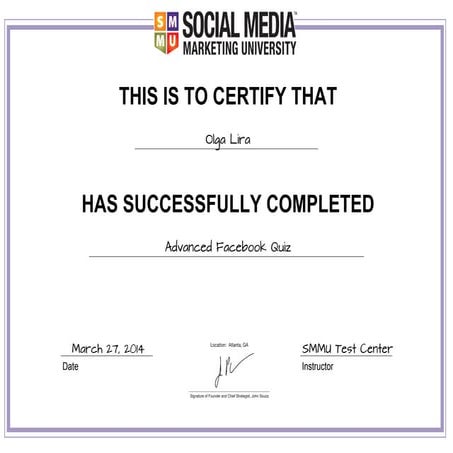 certificate Facebook advanced | PDF