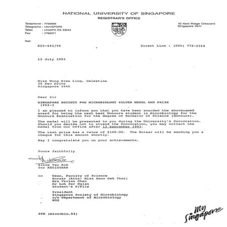 NUS Award Letter | PDF