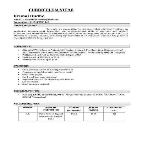 Krunal Dudhe new resume | PDF