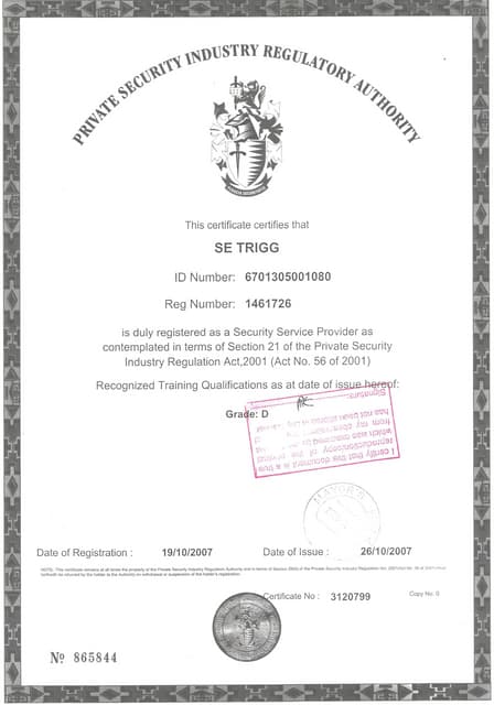 P&T Training Certificate | PDF