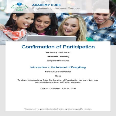 Introduction to IOE certificate | PDF