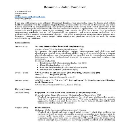 John Cameron Resume | DOC