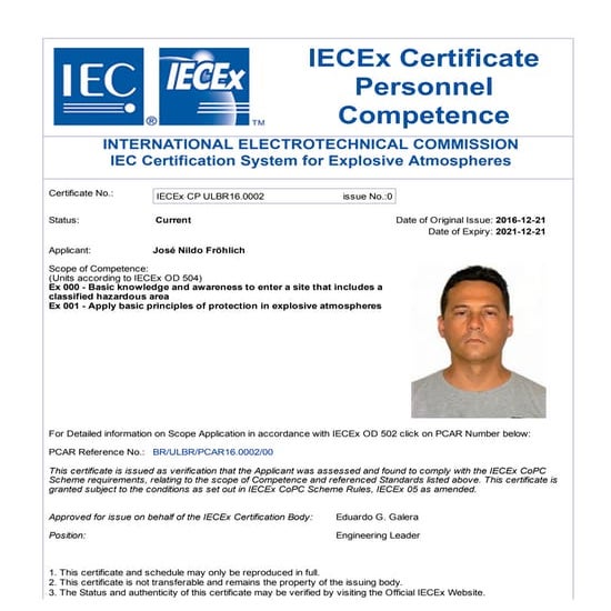 IECEx Certificate of Conformity System - José Nildo Fröhlich | PDF