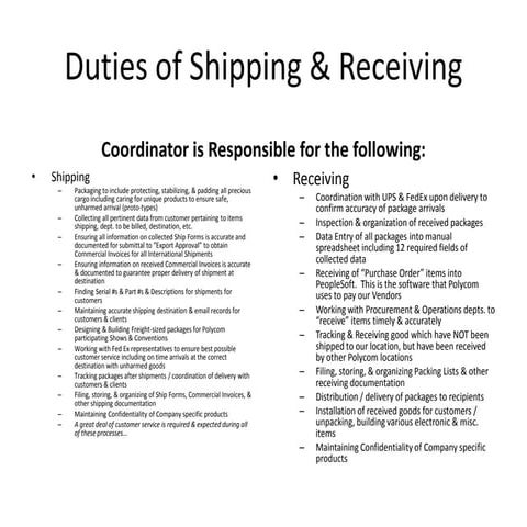 Shipping & Receiving | PPTX
