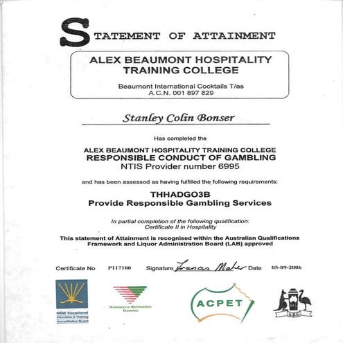 RCG (Responsible Conduct of Gambling) | PDF