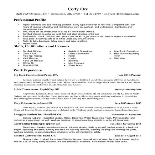 Cody Orr's Resume | PDF