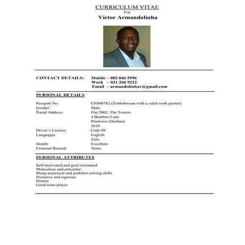 CV Victor Armandolinha | PDF