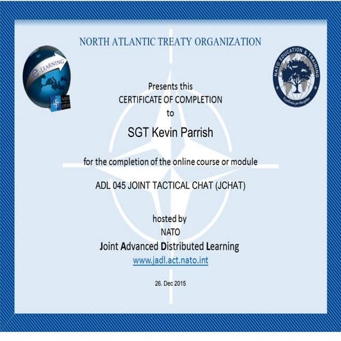 NATO ADL 045 JOINT TACTICAL CHAT JCHAT | PDF