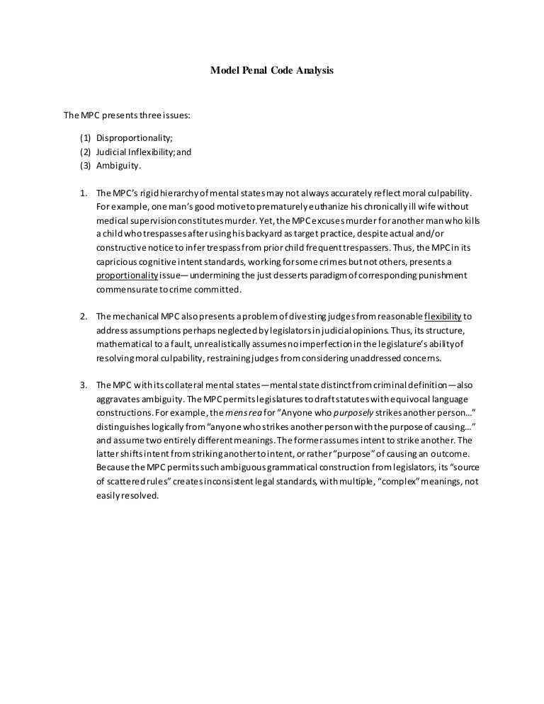 Model Penal Code Analysis