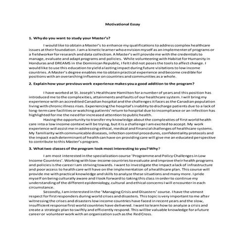 Motivational Essay | PDF