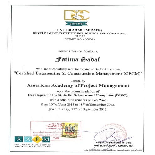 CECM - Certificate | PDF