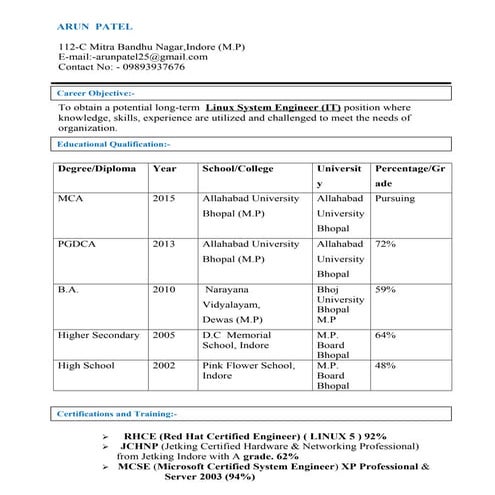 Linux System Engineer (IT) | PDF