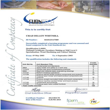 Carpenter Certificate | PDF