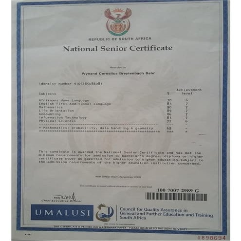 Matric Certificate | PDF