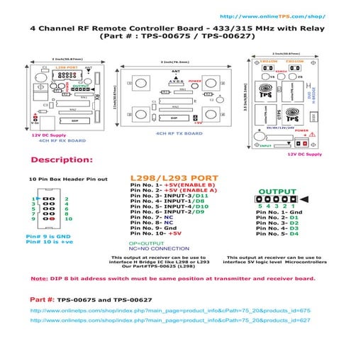 4 channel rf remote controller board manual | PDF