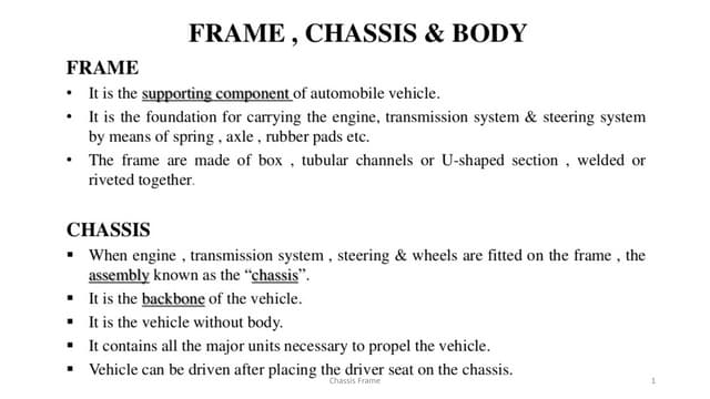 Vehicle Frame system | PPTX