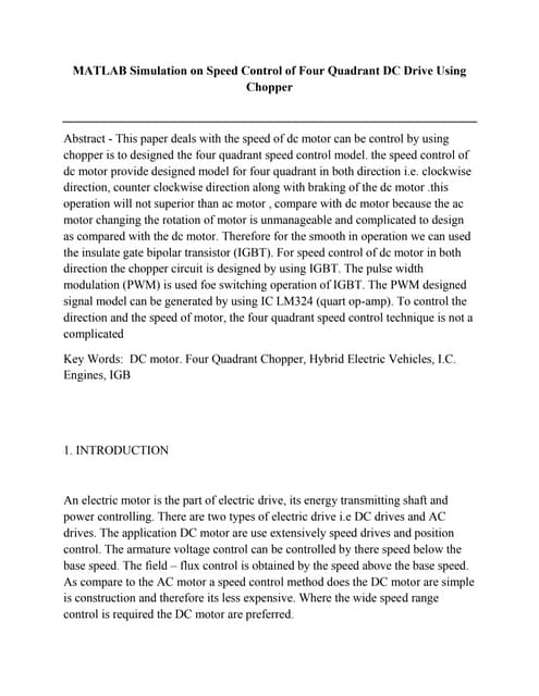 Unit 2.Converter and Chopper fed Dc drives | PPT