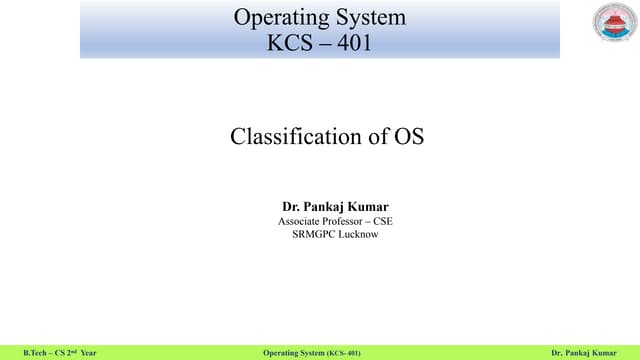 Classification Of Operating System Pptx Operating Systems Computer Software And Applications