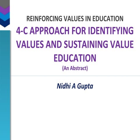 4-C APPROACH FOR IDENTIFYING VALUES AND SUSTAINING VALUE EDUCATION | PPT