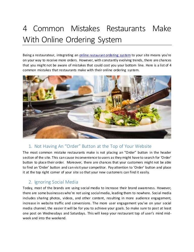 4 Common Mistakes Restaurants Make With Online Ordering System