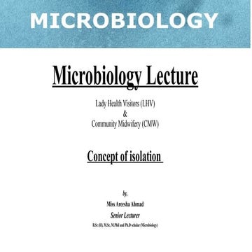 Concept of isolation - Microbiology for CMW and LHV | PPTX