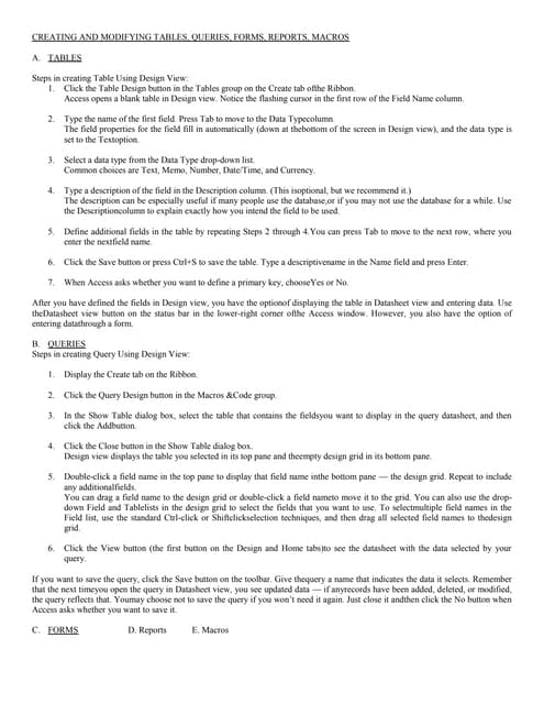 4 Creating And Modifying Objects In Access Pdf 5011