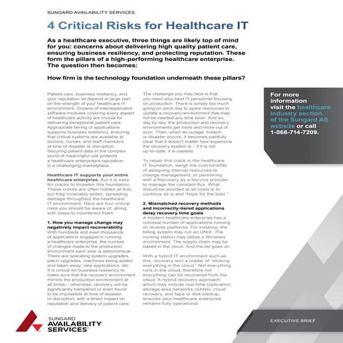 Executive Brief- 4 Critical Risks for Healthcare IT | PDF