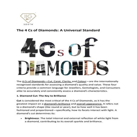 4C's of Diamonds: A Universal Grading Standard | PDF
