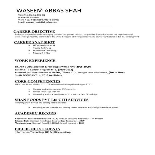 cv waseem abbas | DOC