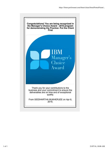 IBM Managers Choice Award | PDF | Business | Business and Finance