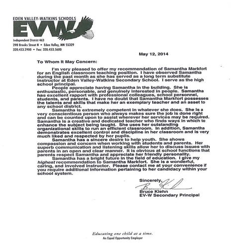 EVW Letter of Rec. | PDF