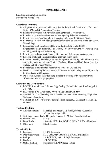 Sujith Kumar Resume- SSE | DOCX