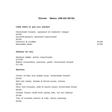 Dinner Menu 09.02.16