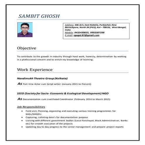 CV of Sambit Ghosh | PDF