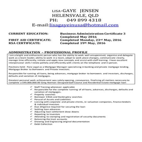RESUME LISA JENSEN JUNE 2016 | DOCX