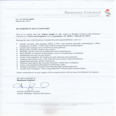 SL Experience Letter | PDF