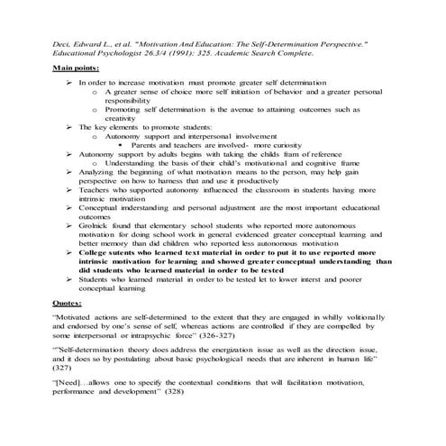 Self-Determination Theory and Learning | PPT