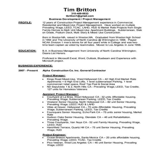 Tim's Resume | DOCX | Real Estate Industry | Industries