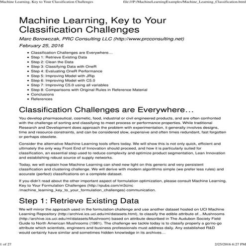 Machine Learning, Key to Your Classification Challenges | PDF