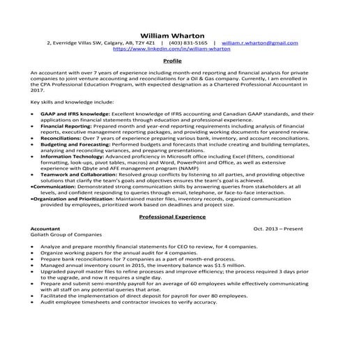 William Wharton Resume | DOC