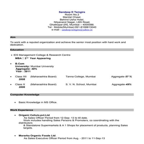 sandeep cv (1) | DOC