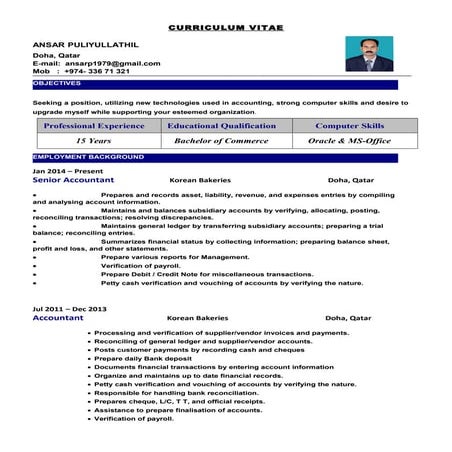 ansar puliyullathil_C V | DOC | Business Accounting & Finance | Business