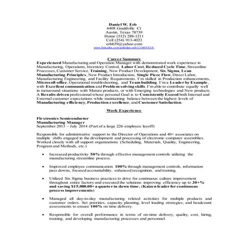 Resume Daniel Erb -MGR | PDF