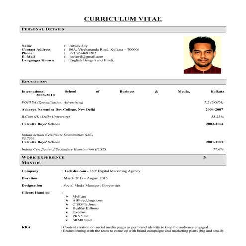 Roy Ritwik -Updated Resume - 04.09.2015 (1) | PDF