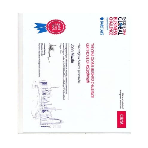 Cima Certificate | PDF